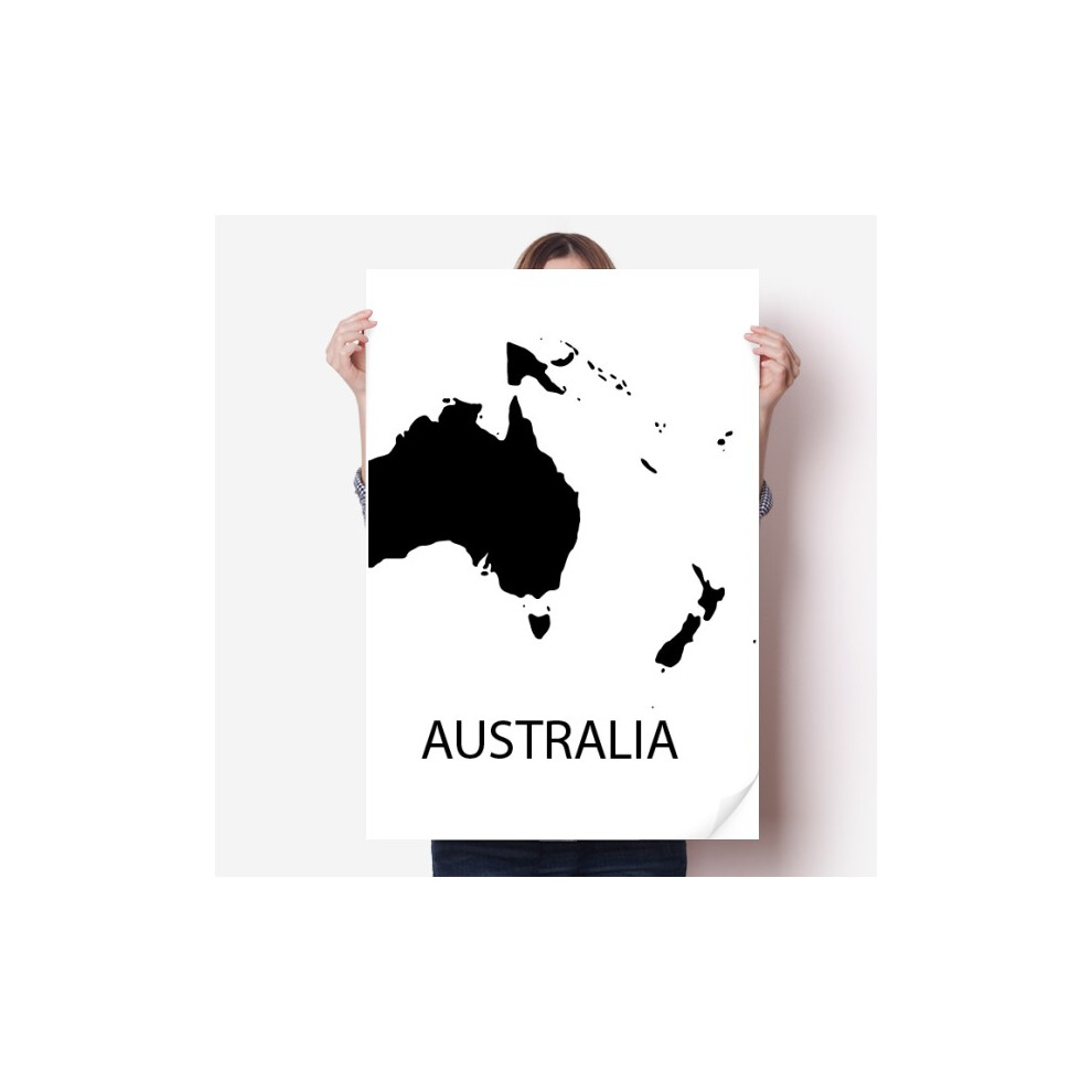 Australia Oceania Continent Outline Map Sticker Decoration Poster ...