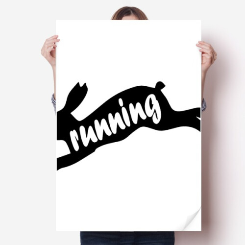 Black Animal Rabbits Outline Natural Sticker Decoration Poster Playbill ...