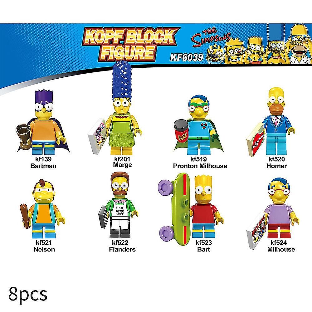 8pcs The Simpsons Building Blocks Action Figures Toys Set Homer Bart ...