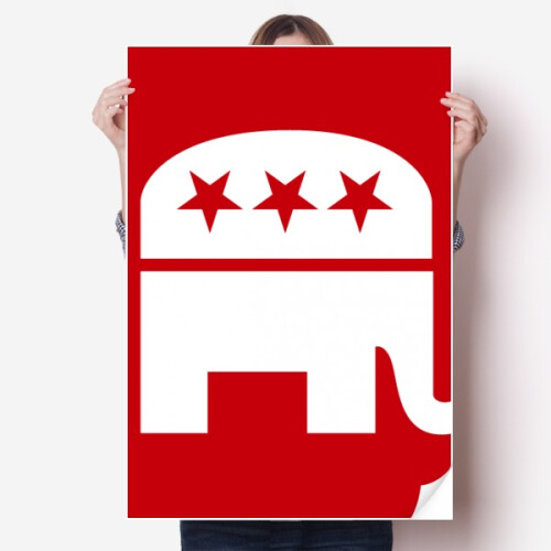 America Elephant Emblem Republican Party Red Sticker Decoration Poster ...