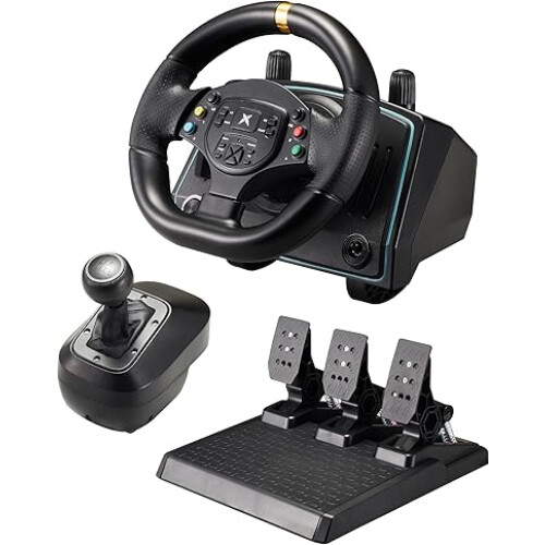 Gaming Steering Wheel with Hall Effect Pedals and Shifter, 900°/ 1080 ...