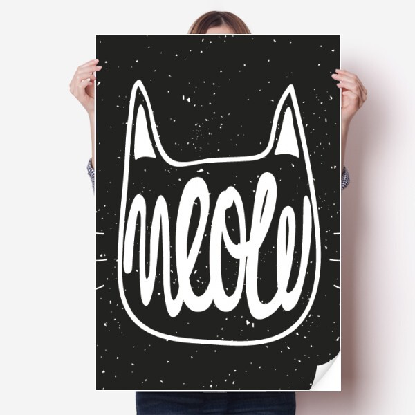 Mewing Cat Black White Quote Sticker Decoration Poster Playbill ...