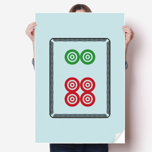 Mahjong Circle Dots 6 Tile Pattern Sticker Decoration Poster Playbill ...