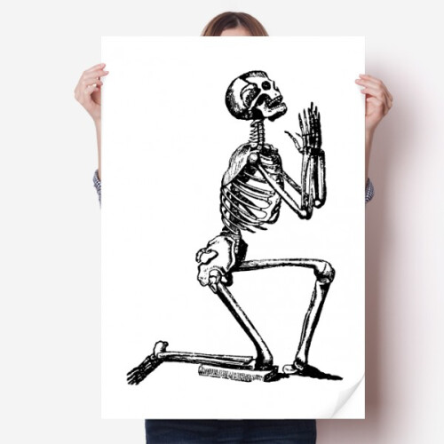 Praying Human Skeleton Sketch Sticker Decoration Poster Playbill ...