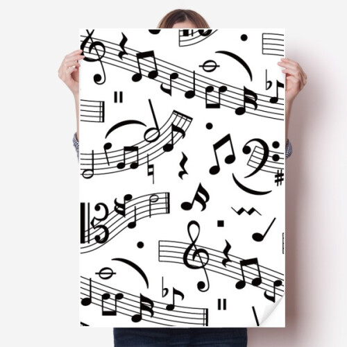 Music Notes And Bars Sticker Decoration Poster Playbill Wallpaper ...