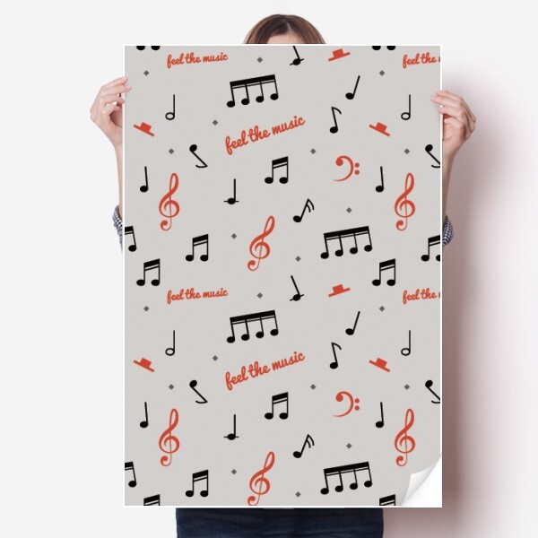 Red And Black Music Notes Sticker Decoration Poster Playbill Wallpaper ...