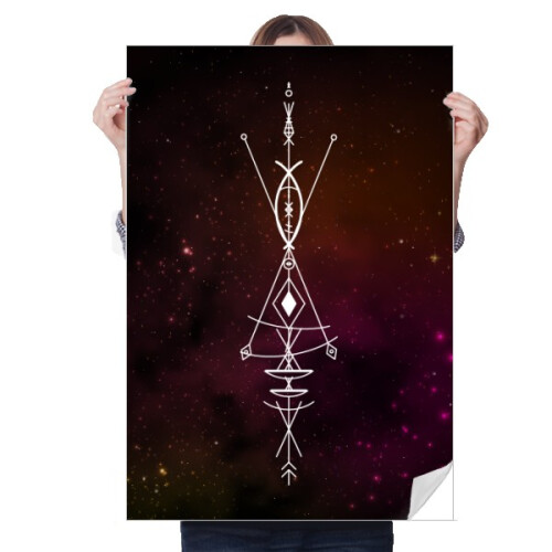 Alien Pattern Geometry Universe Sticker Decoration Poster Playbill ...
