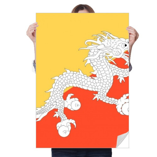 Bhutan National Flag Asia Country Sticker Decoration Poster Playbill ...
