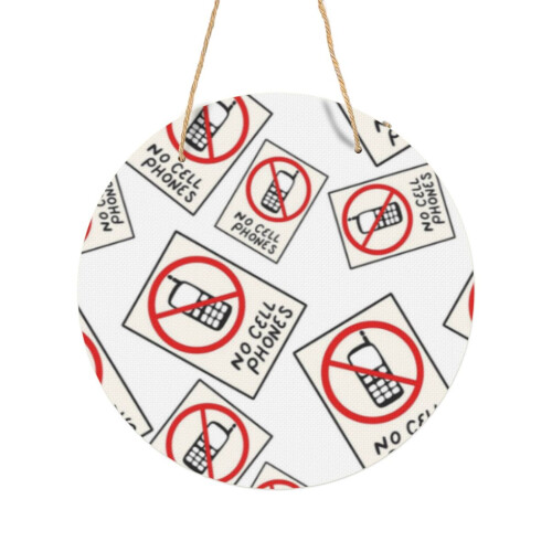 (Luke?s No Cell Phones Pattern Coffee Diner Pack=6736) Round Metal Sign ...