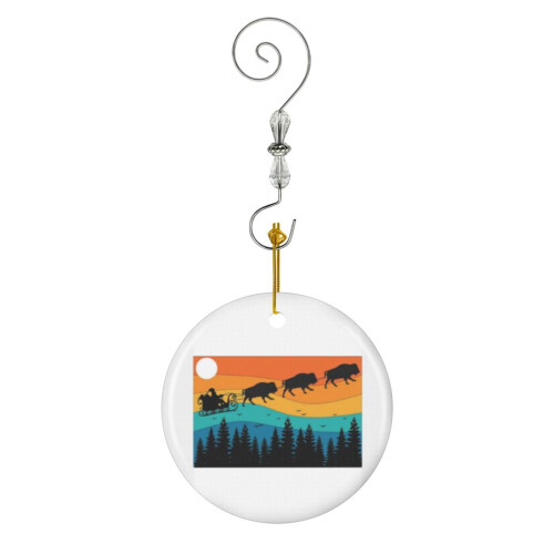 (Retro Christmas National Park Bison Buffalo Xmas Christmas-5271 ...