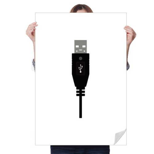 Black USB Plug Charging Cable Pattern Sticker Decoration Poster ...
