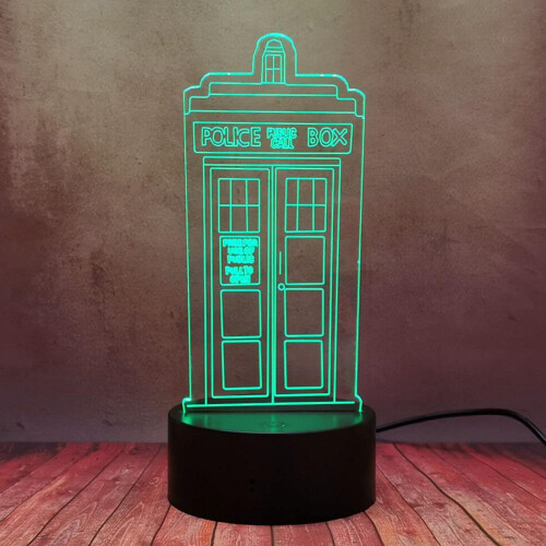 3D LED Night Light Police Box Tardis Touch Remote Control with 16 Color ...