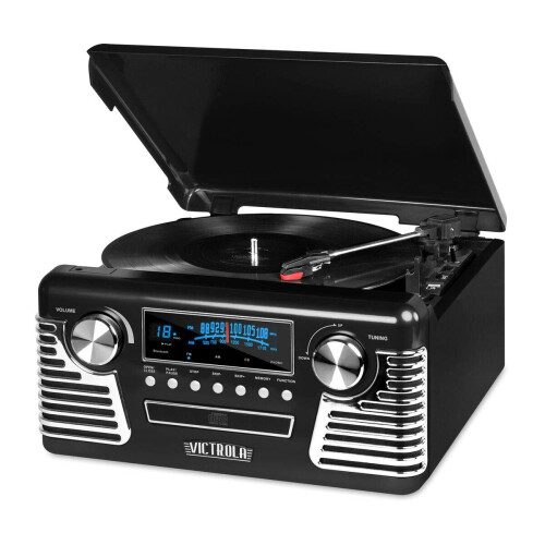 Victrola 50's Retro Bluetooth Record Player & Multimedia Center with B ...