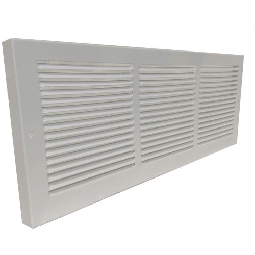White Baseboard Return Grill with 7/8"" Turn Back (18"" x 8"" Duct Ope ...