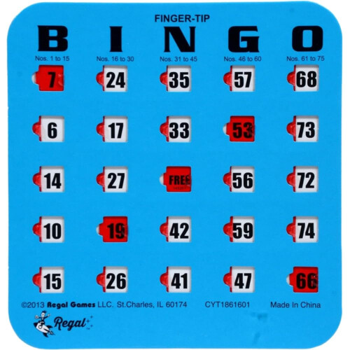 Regal Bingo Finger-Tip Shutter Bingo Cards with Sliding Windows - 50 B ...