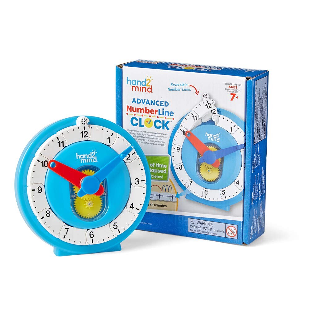 hand2mind Advanced NumberLine Clock for Kids Learning to Tell Time Math ...