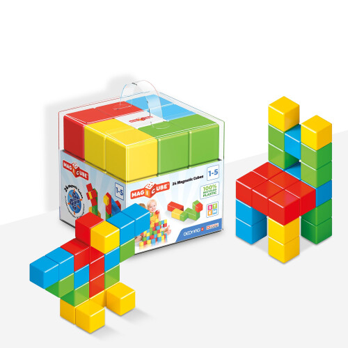 GEOMAG Premium Swiss-Made MagiCube 24-Piece Magnetic Stacking Cubes ...