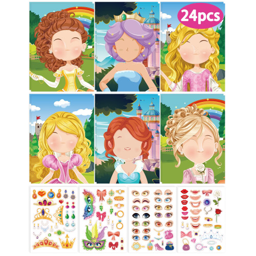 20 Pcs Make Your Own Princess Sticker Sheets for Kids with Princess ...