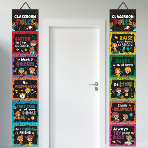 Decorably Hanging Class Rules Posters for Classroom - 12 Classroom ...
