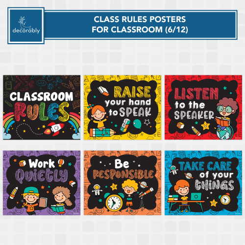 Decorably Hanging Class Rules Posters for Classroom - 12 Classroom ...