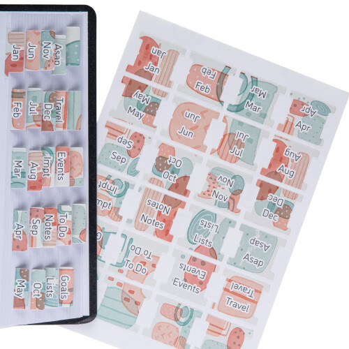DiverseBee Laminated Planner Monthly Tabs 24 Peel and Stick Tabs for ...