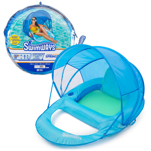 SwimWays Spring Float Premium Recliner with Canopy Pool Lounger for ...