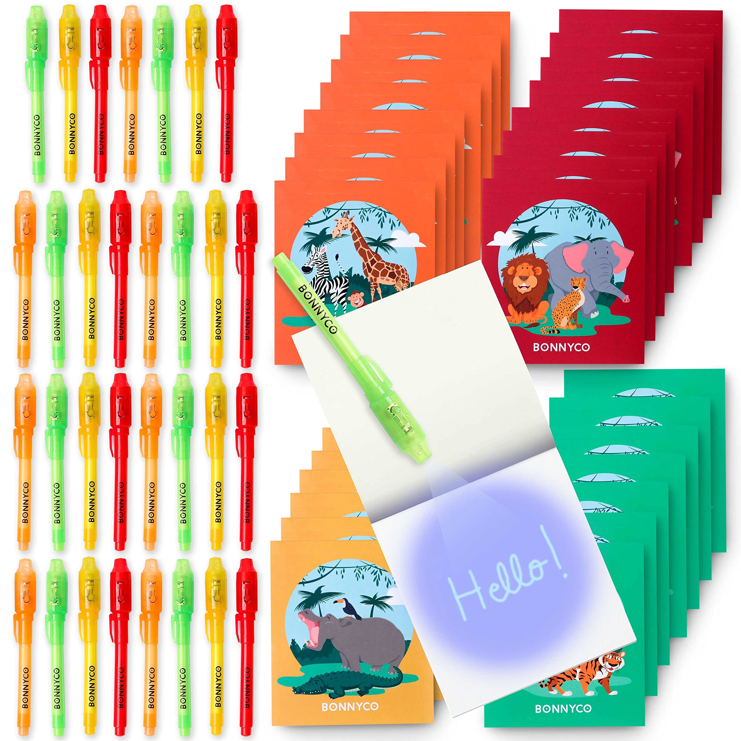 Bonnyco Invisible Ink Pen and Notebook Pack of 32 Safari Party Favors ...