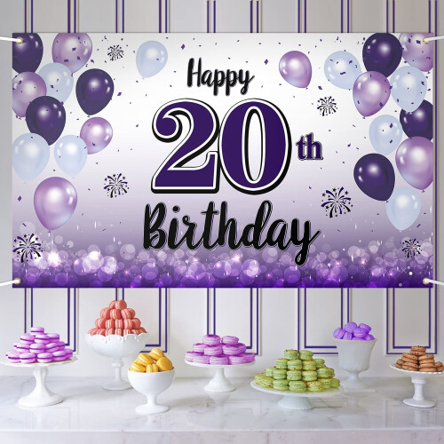 LASKYER Happy 20th Birthday Decorations 20th Purple Balloon Large ...
