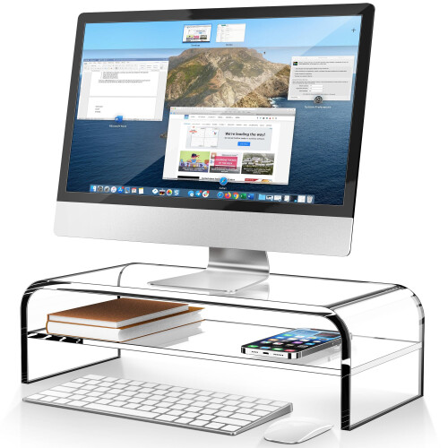 AboveTEK 2-Tier Acrylic Monitor Stand Computer Riser for Home Office ...