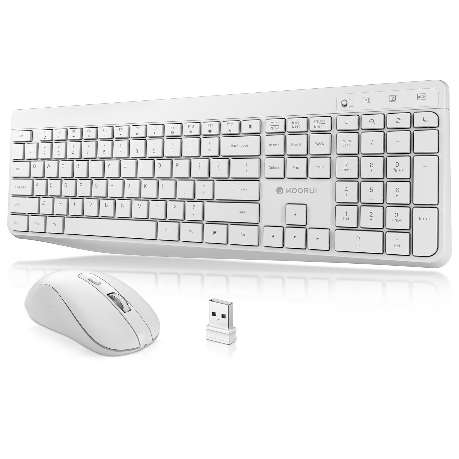 KOORUI Wireless Keyboard and Mouse Combos 2.4G Silent Full Size ...