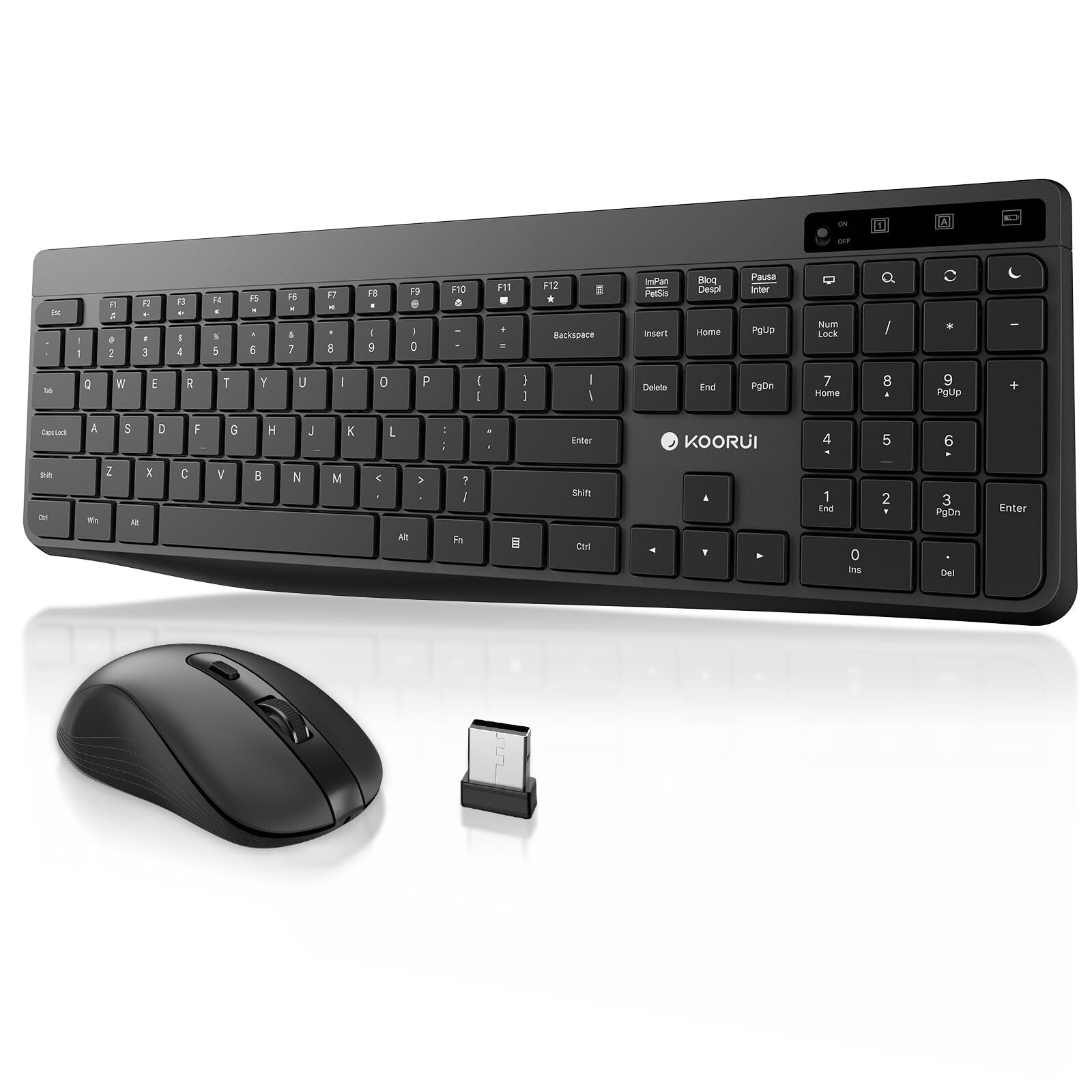 KOORUI Wireless Keyboard and Mouse Combos 2.4G Silent Full Size ...