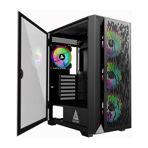 Apevia DESTINY-FLOW-BK Destiny Flow Mid Tower Gaming PC Case w/ 4X ...