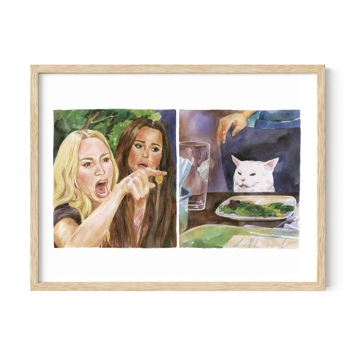 HAUS AND HUES Framed Meme Wall Art - Cat Meme Canvas Wall Art Funny ...