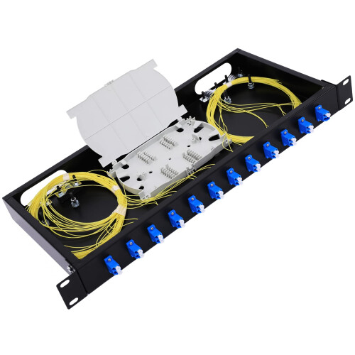 GESD 12 Duplex 24 Port LC-OS1 Rack Mount Enclosure Box + Splice Trays ...