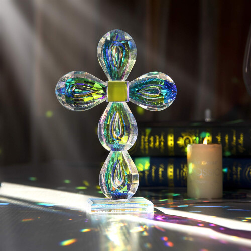 QFkris Standing Cross Crystal Crosses Figurine Tabletop Crosse for Home ...