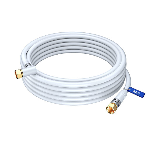 RG6 COAXIAL Cable with 90-Degree Angled Connector - 25ft / White ...