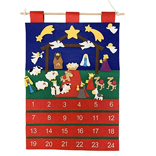 Good Ruby Felt Advent Calendar for Kids Hanging Countdown to Xmas Calendars with Pockets and 24 ...