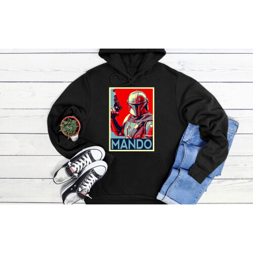 (XXXXX-Large, Black) Mando Cool Fan Art 90s Poster Design Black Grey ...