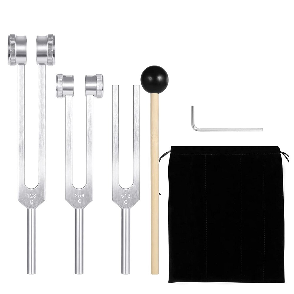 Melitt-(128Hz, 256Hz, 512Hz)Tuning Fork Set, Tuning Forks with Reflex Hammer for Chakra/Healing ...
