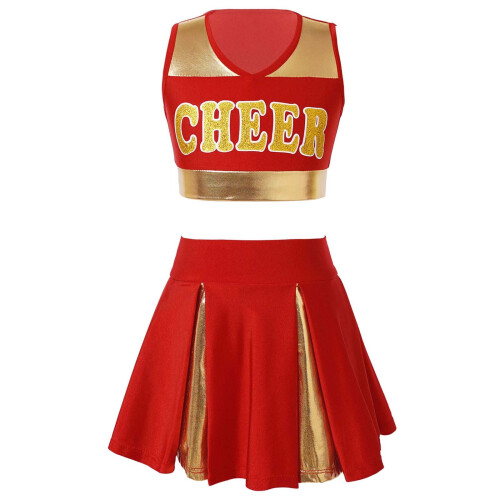 (red, 16) inhzoy Kids Girls Cheer Uniform Outfit School Cheerleading ...