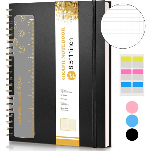 Graph Paper Notebook, Spiral Notebook Journal 8.5â x 11â, A4 Large Grid ...