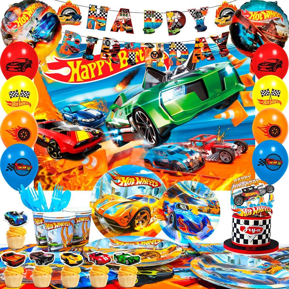 114pcs Hot Wheels Birthday Party Supplies, Hot Wheels party Decorations ...