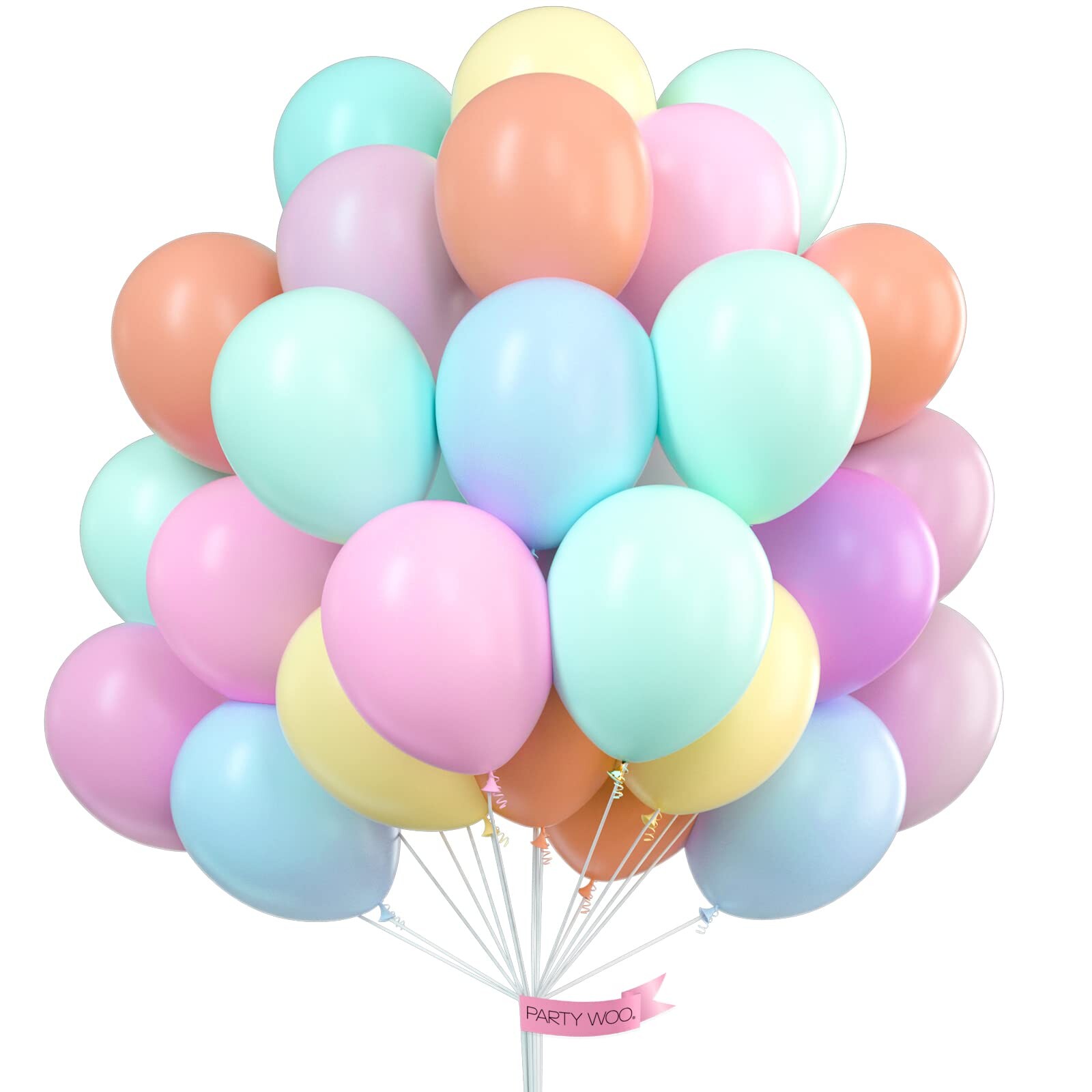 PartyWoo Pastel Balloons 100 pcs 10 in Pastel Color Balloons in 8 Col ...