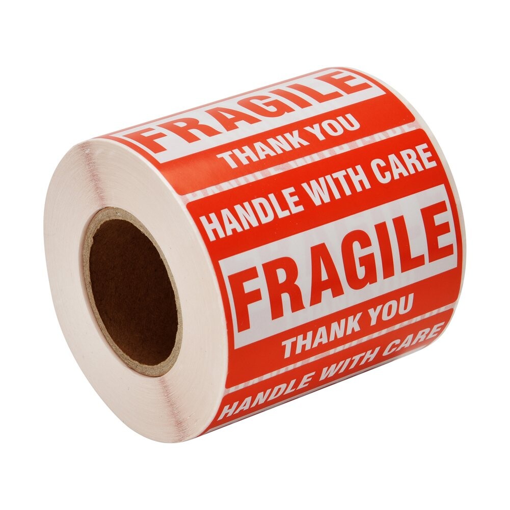 [1 Roll 500 Labels] 2 x 3 Fragile Stickers Handle with Care Warning ...