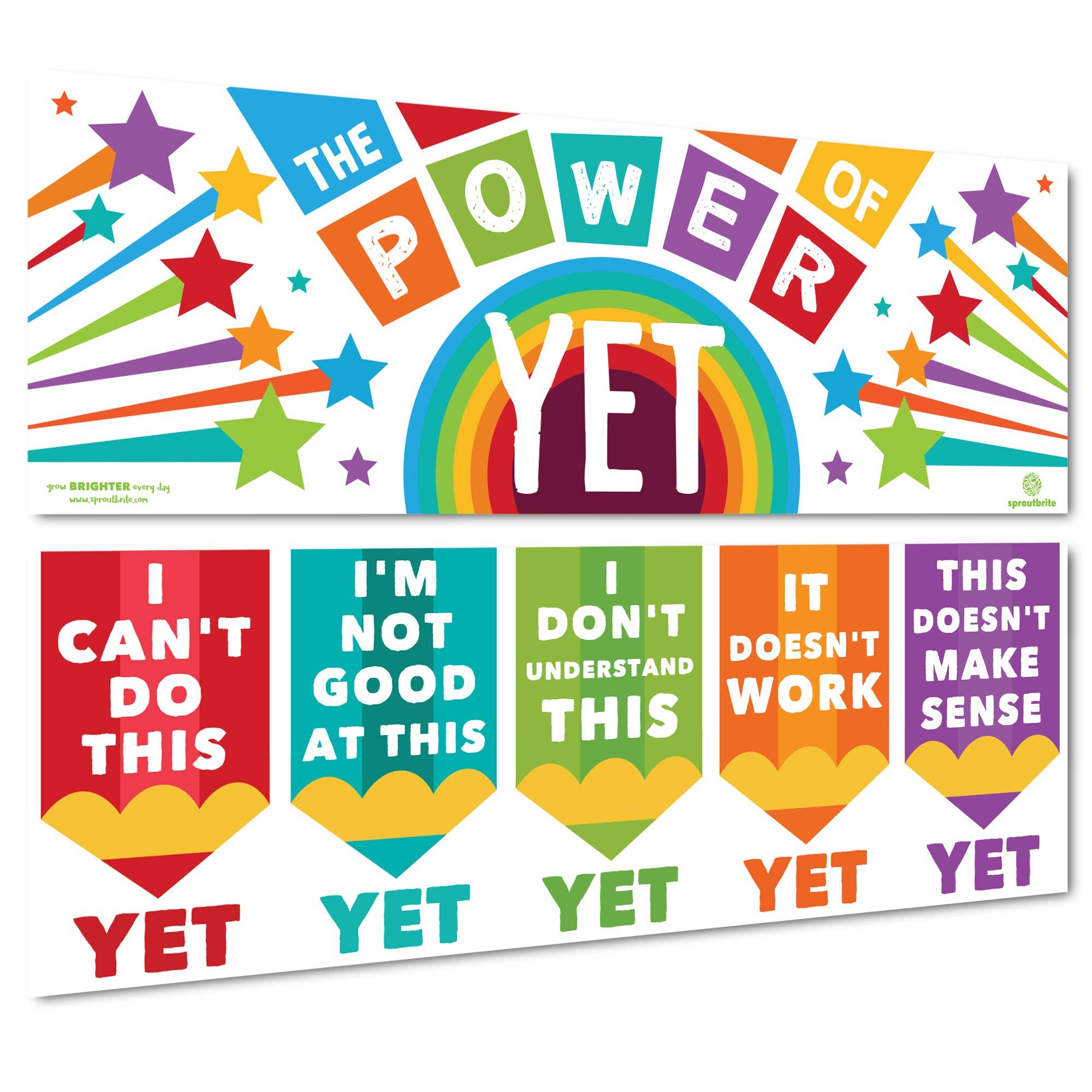 Sproutbrite Growth Mindset Classroom Decorations - Banner Posters for ...