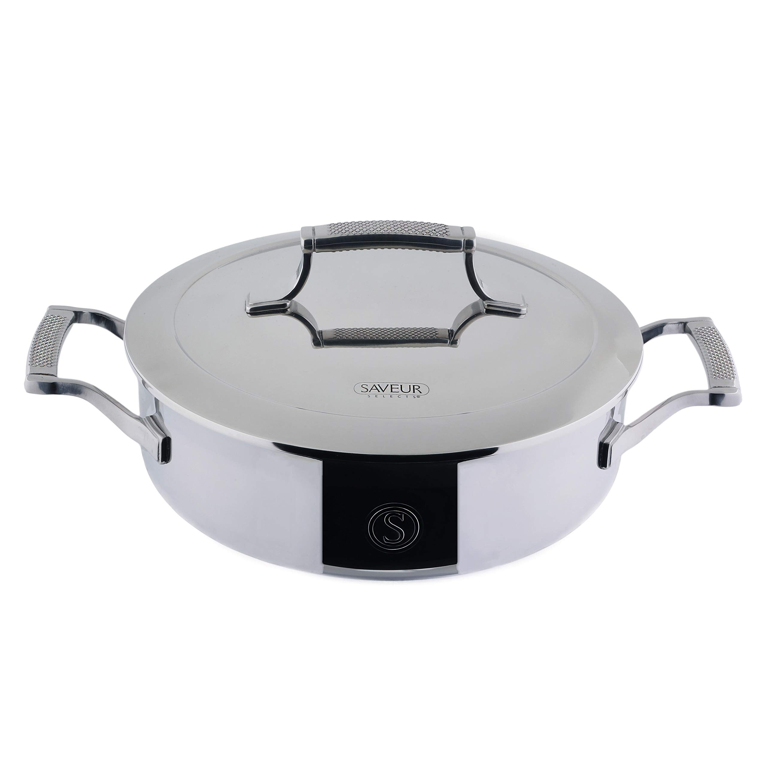 SAVEUR SELECTS Tri-ply Stainless Steel 3-Quart Sauteuse with Lid Indu ...