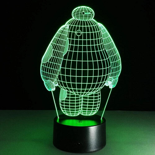 3D Optical Illusion Lamp 7 Colors Night Light Cartoon Cute Baymax 3D ...