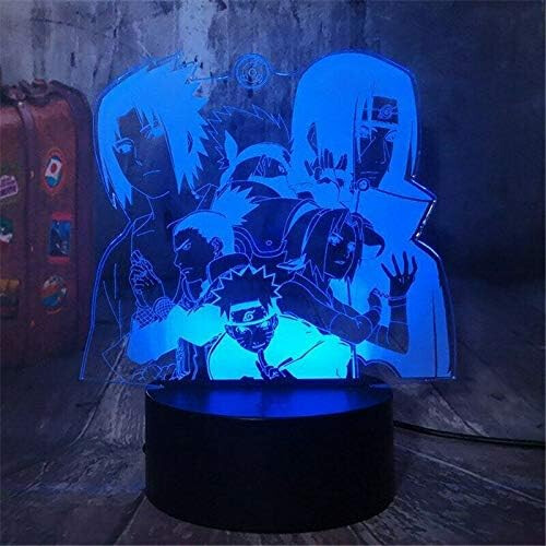 3D Lamp LED Night Light Lamp 16 colors remote control Naruto Uzumaki ...