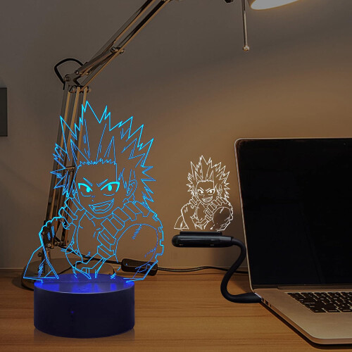 Japan Anime Kirishima Eijiro 3D LED Night Light 16 Color Change Remote ...