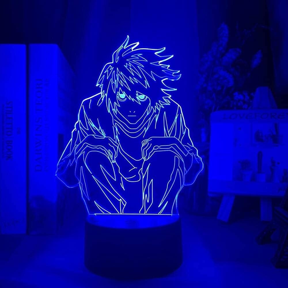 Death Note L Lawliet Figure 3D Night Light, Acrylic Panel Abs Base USB ...
